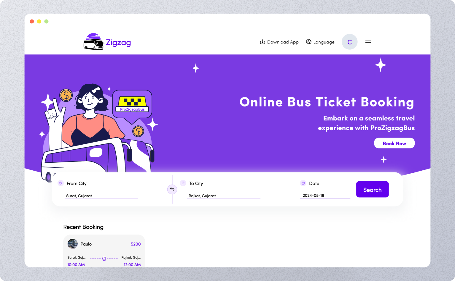 ProZigzagBus: Online Multi Vendor Bus Ticket Booking App & Reservation System - Flutter Website ...