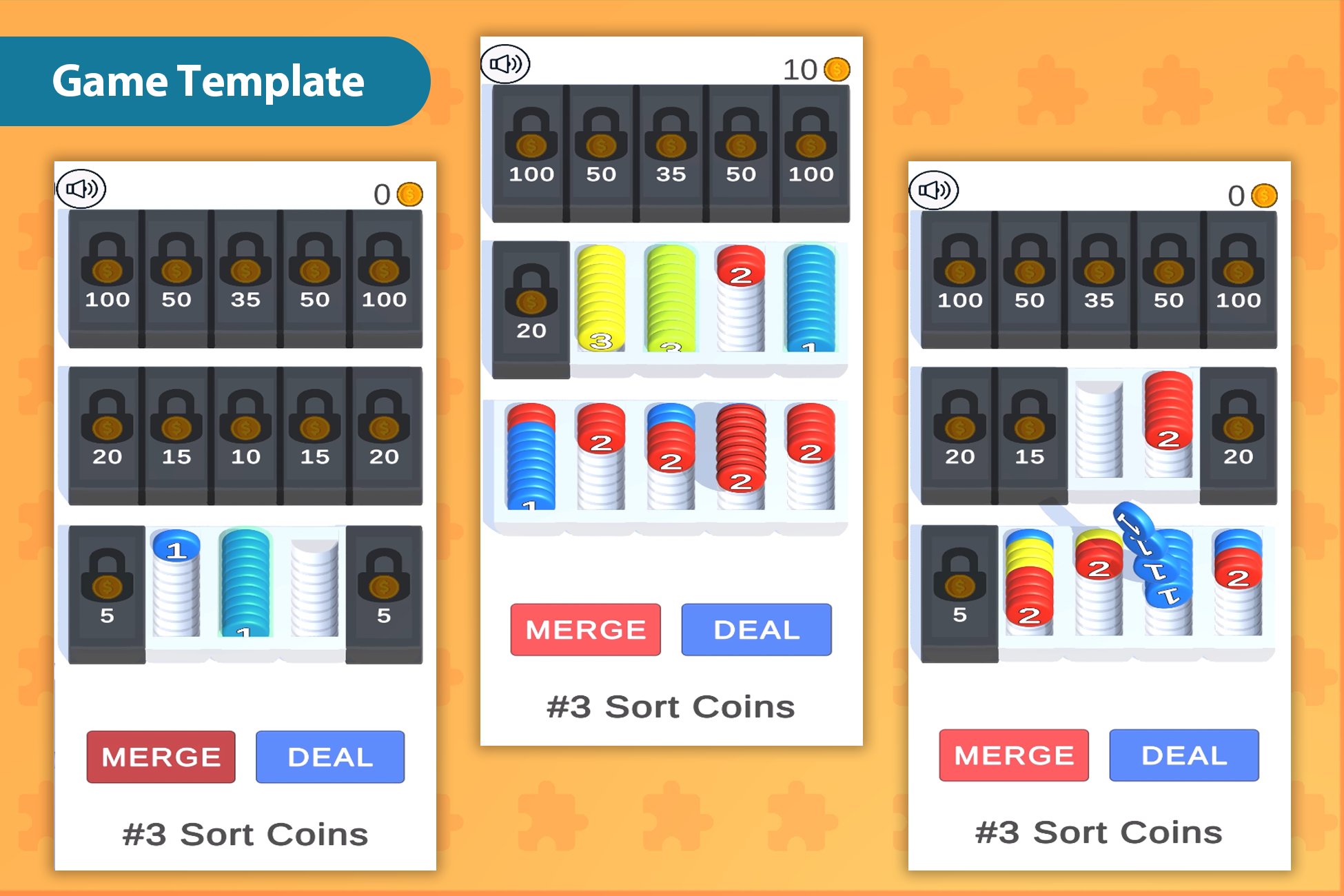 Sort Coins - HyperCasual Puzzle Game - Unity by Ragendom | CodeCanyon