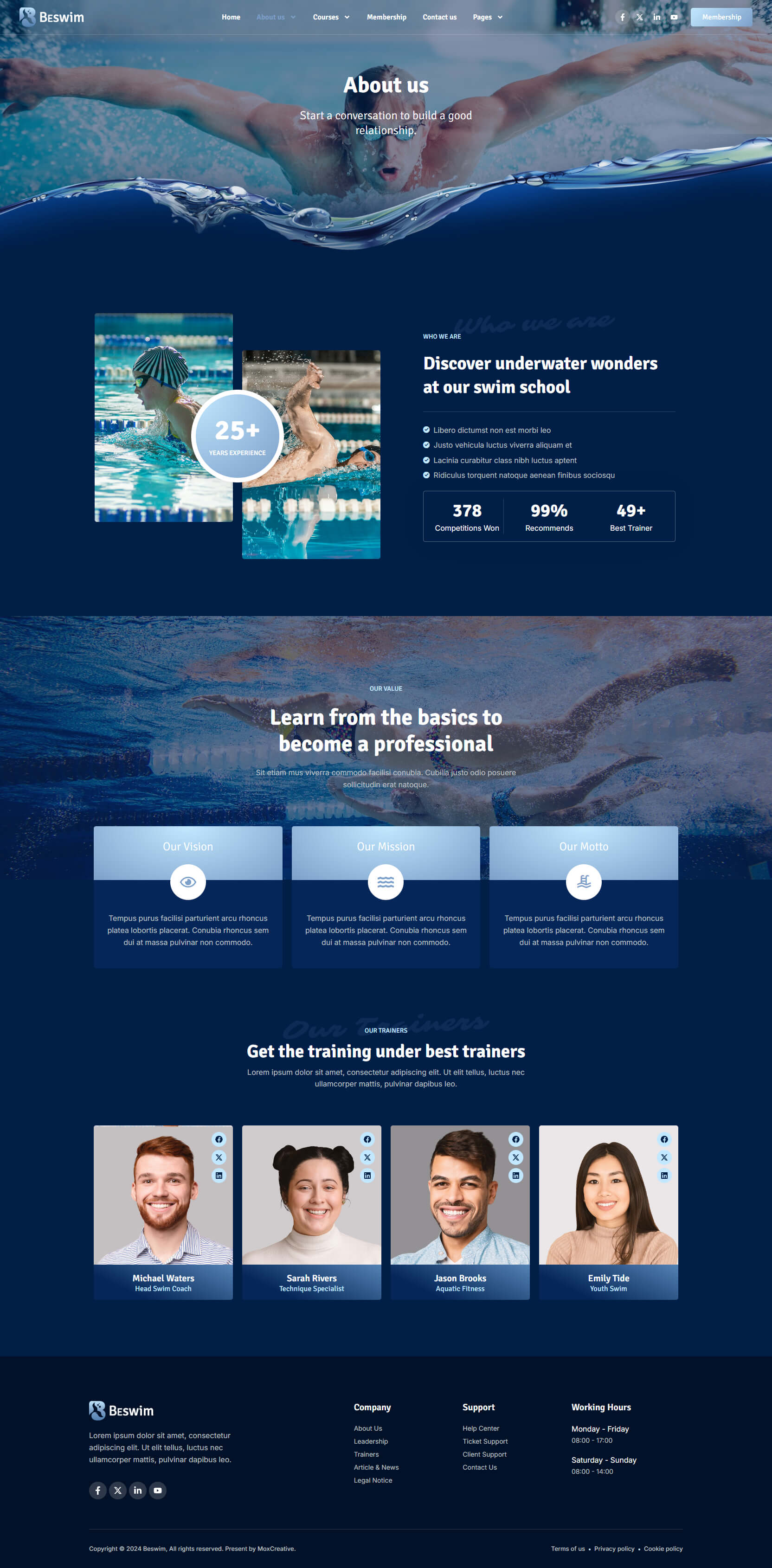 Beswim - Swimming Courses & Training Elementor Pro Template Kit by ...