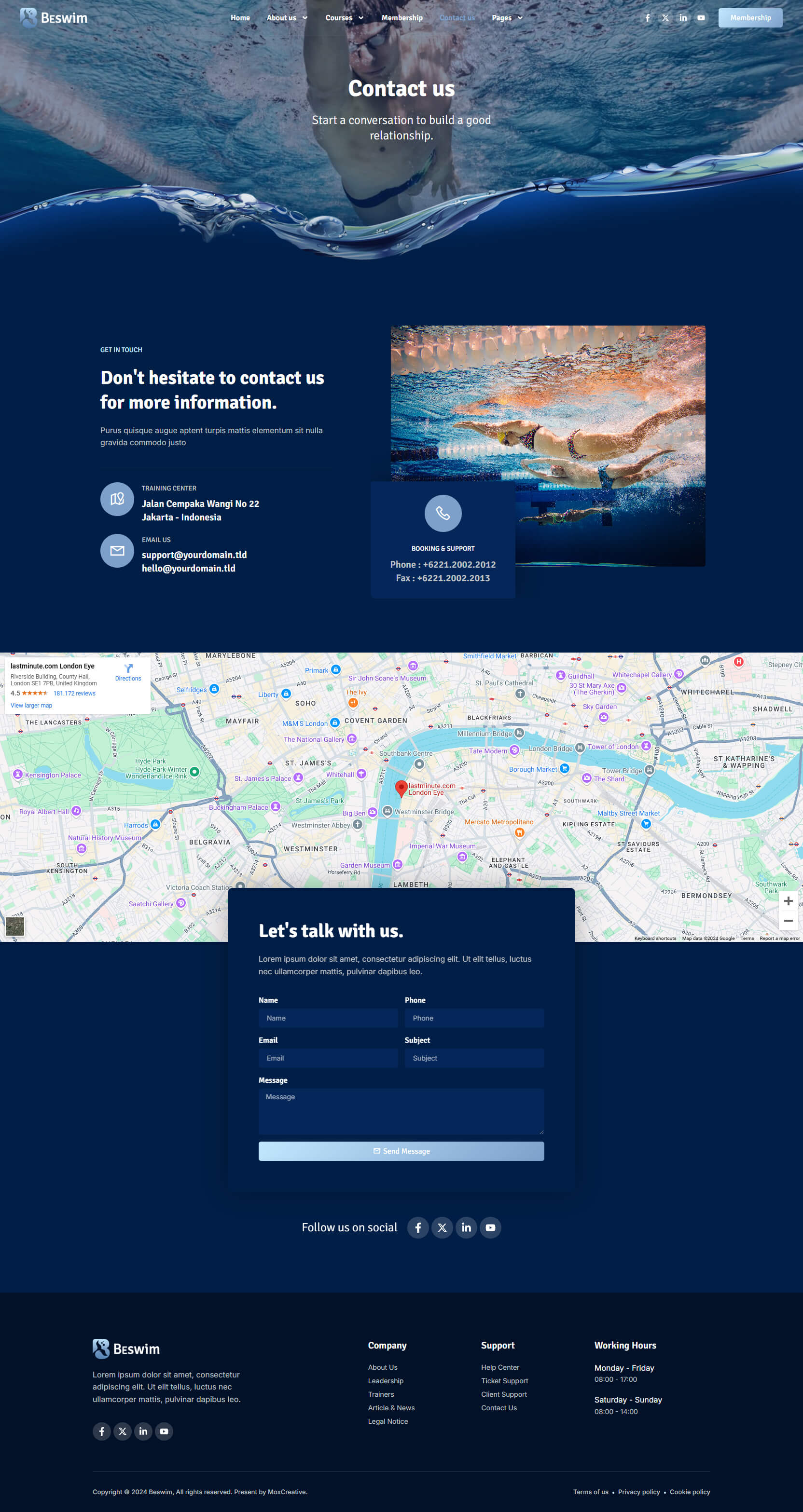 Beswim - Swimming Courses & Training Elementor Pro Template Kit by ...