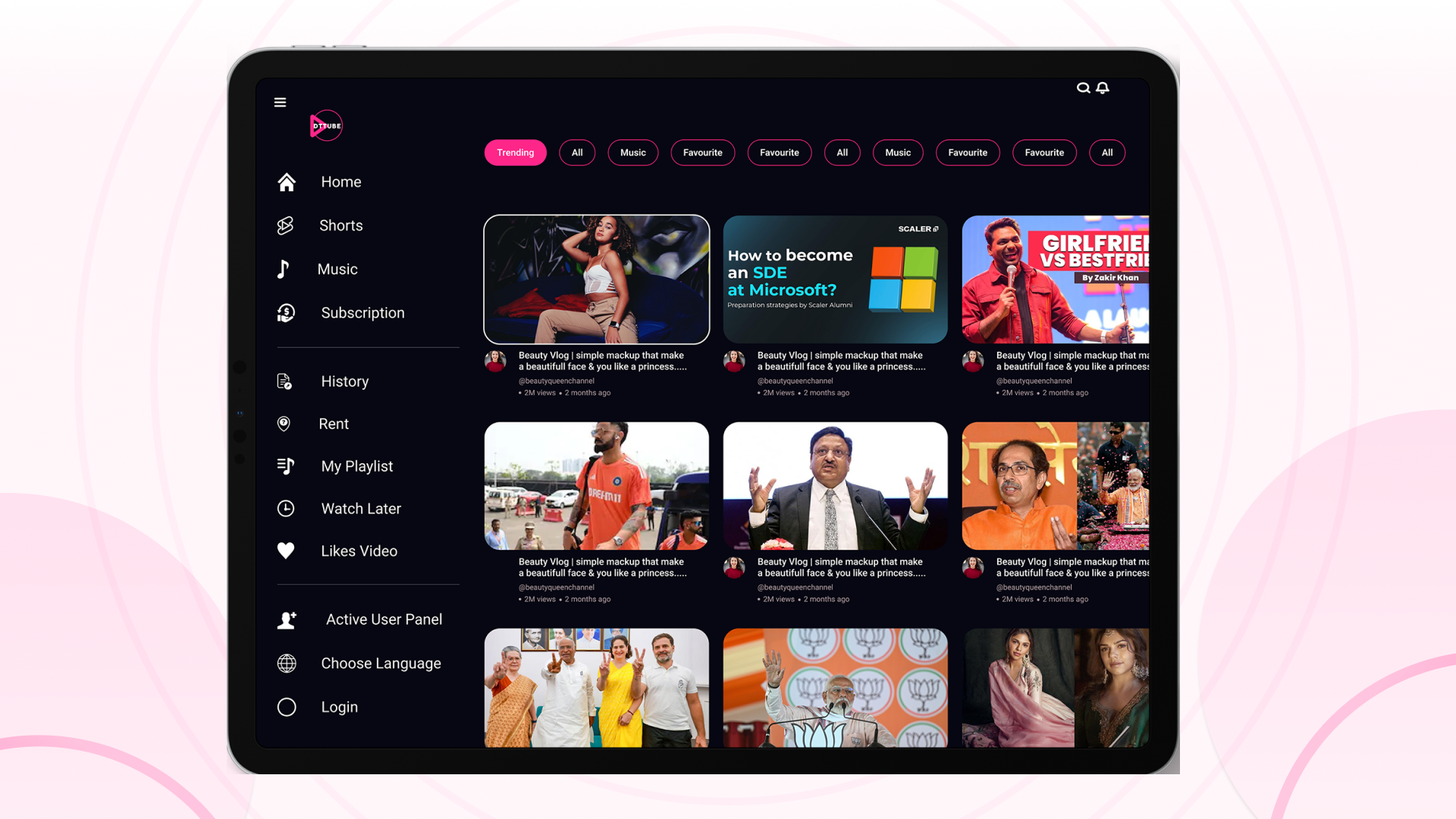DTTube-Video-Reels-Podcast-Live Streaming Flutter App Android-iOS-Web with Admin Panel YouTube ...