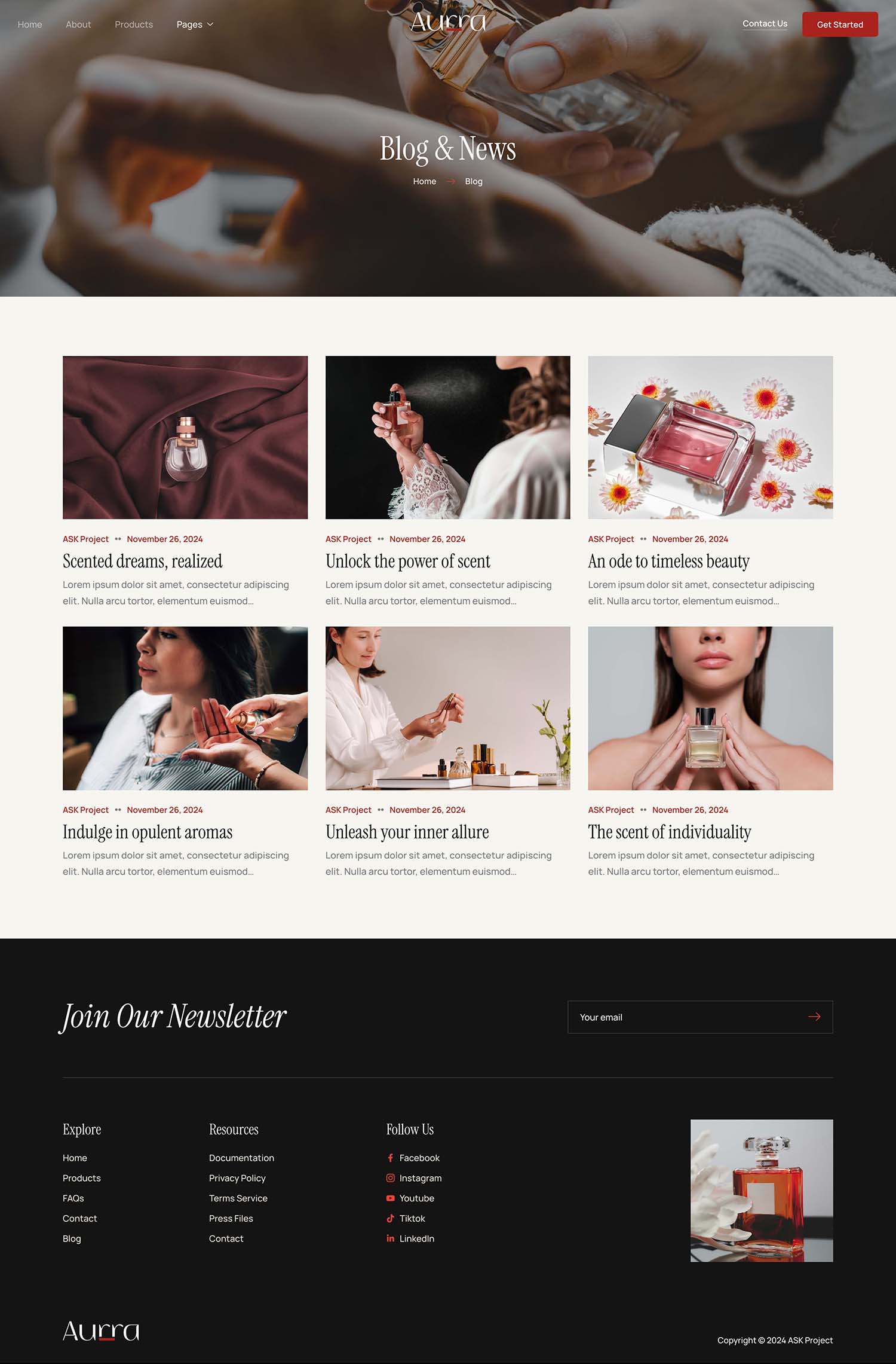 Aurra - Perfume and Fragrance Elementor Template Kit by askproject