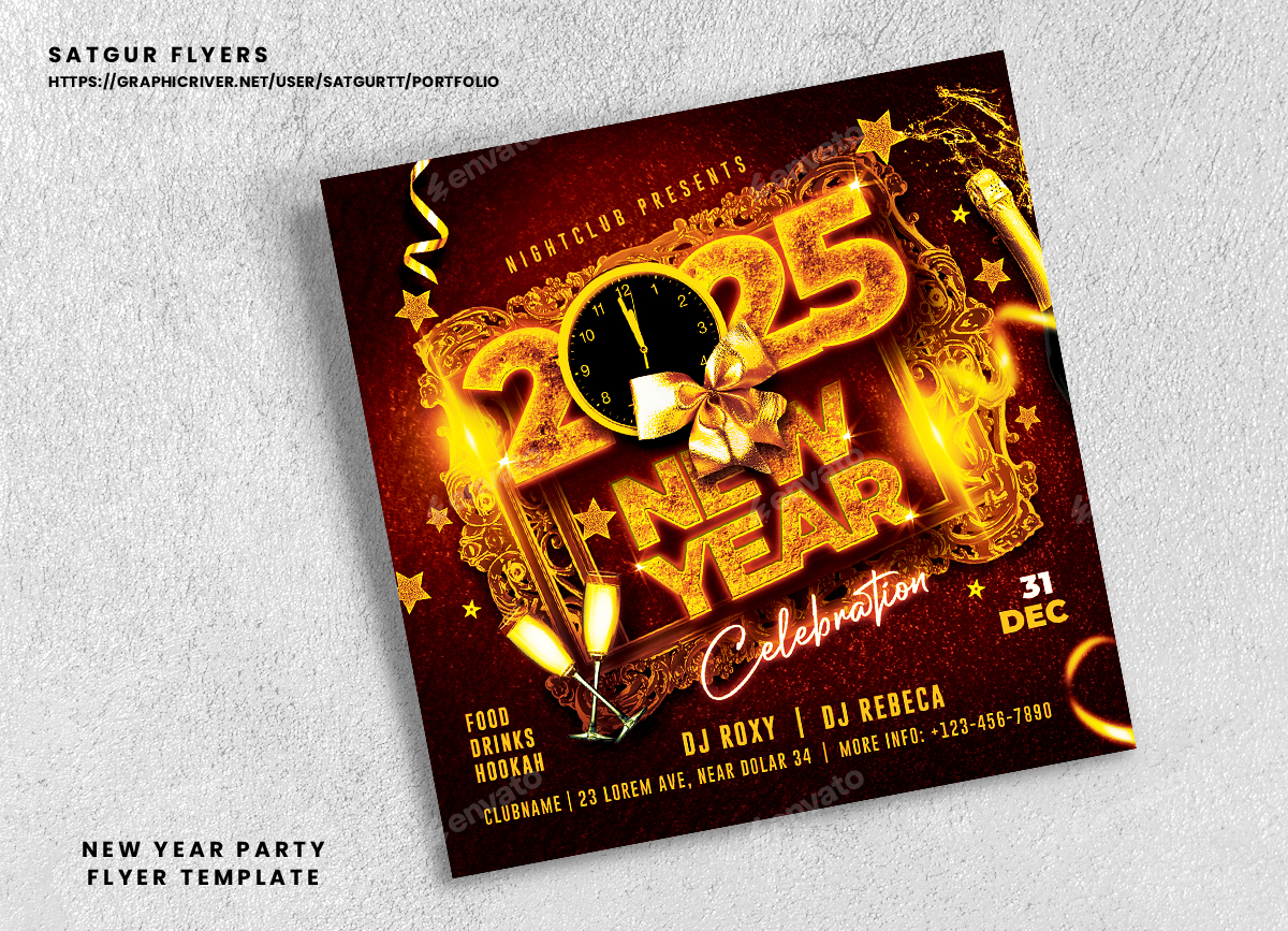 New Year Party Flyer Template, Print Templates | GraphicRiver
