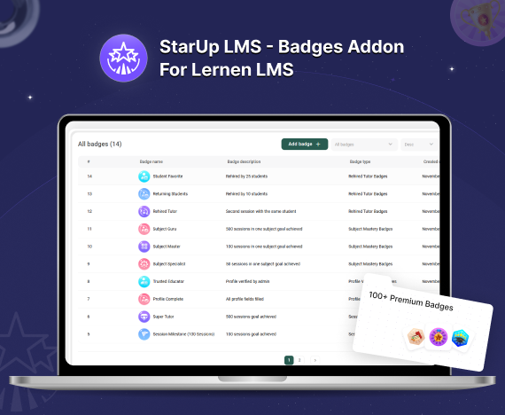 StarUp LMS - Badges Addon for Lernen LMS by AmentoTech | CodeCanyon