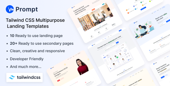 Prompt - Tailwind CSS Multipurpose Landing Template by coderthemes