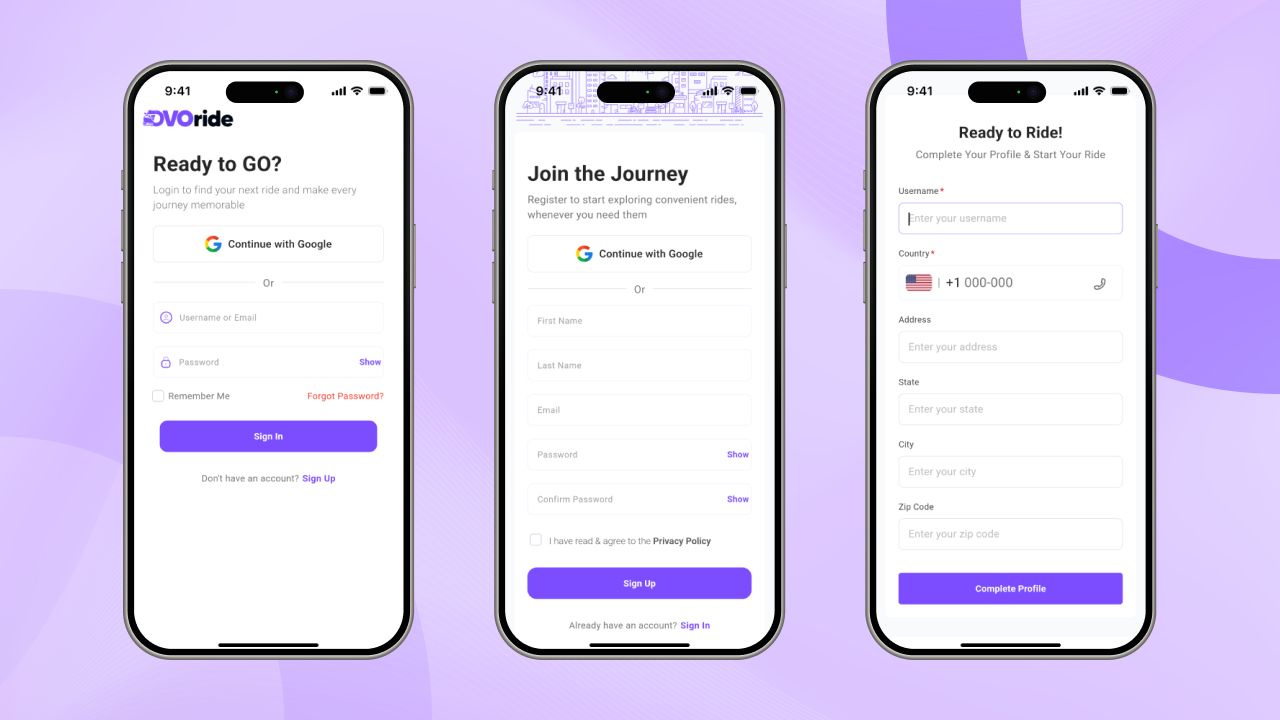 OvoRide - Complete Cross Platform Ride Sharing Solution by OvoSolutions