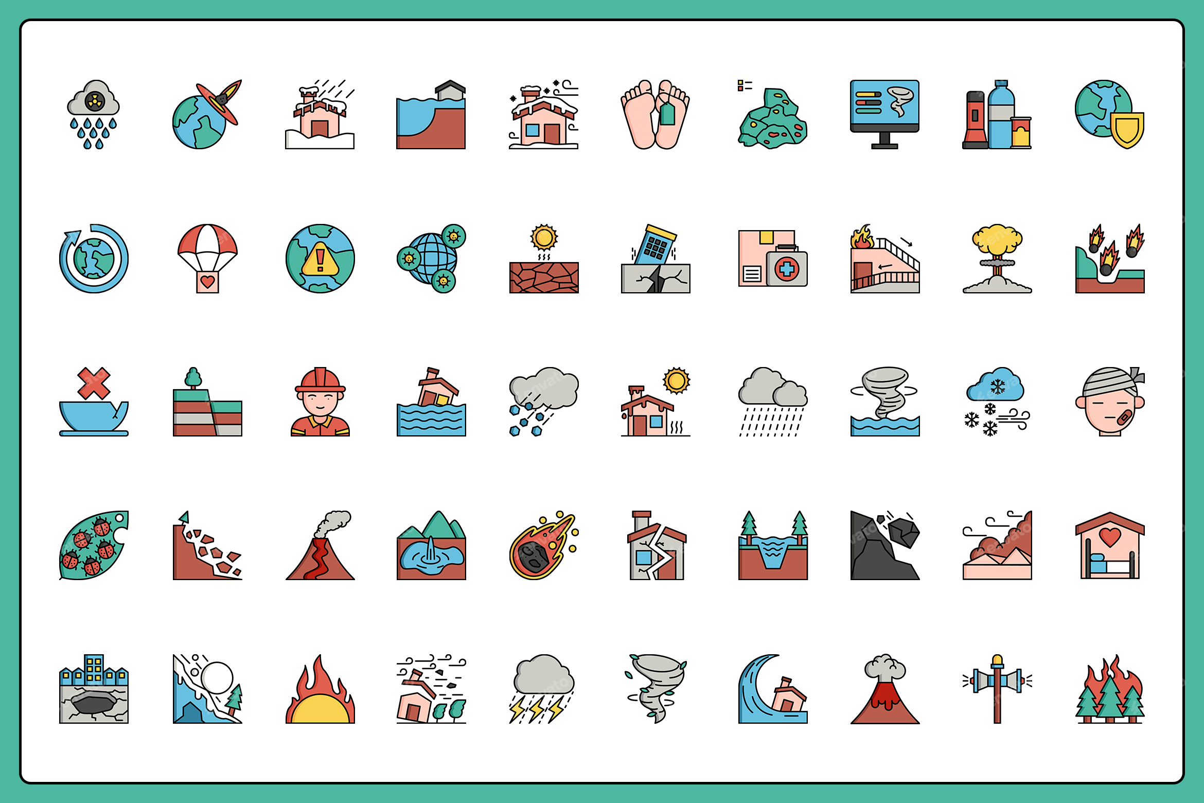 50 Natural Catastrophe Icons | Gravel Series, Icons | GraphicRiver