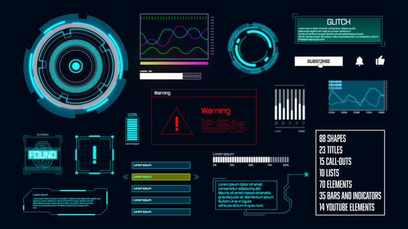 HUD UI Glitch Pack, After Effects Project Files | VideoHive
