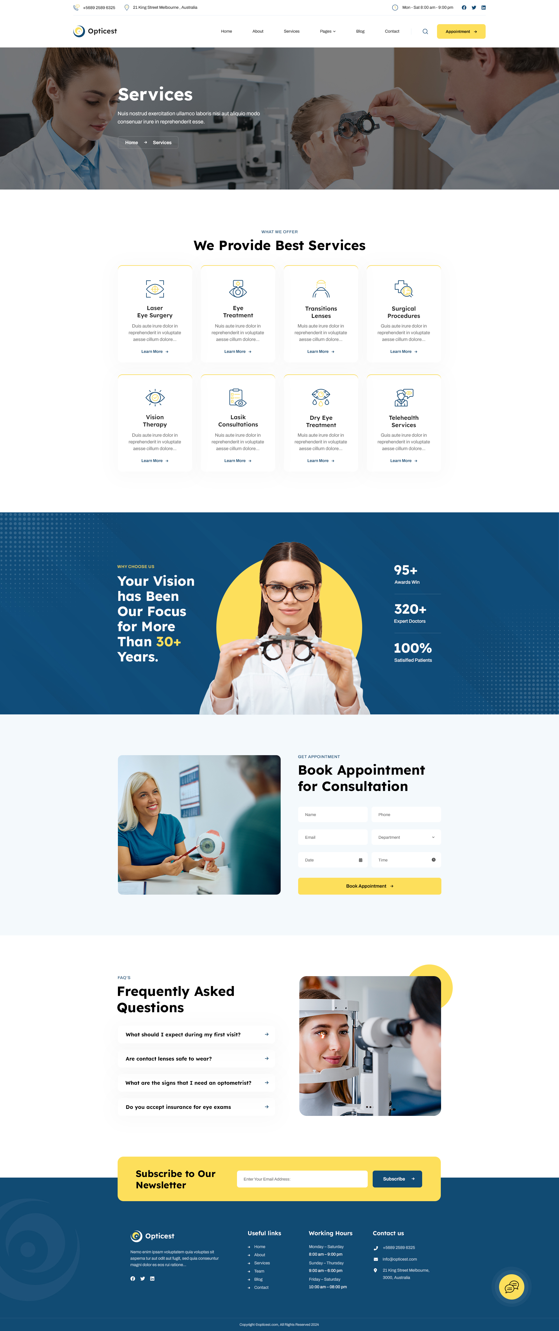 Opticest | Optometrist & Eyecare PSD Template by designingmedia ...