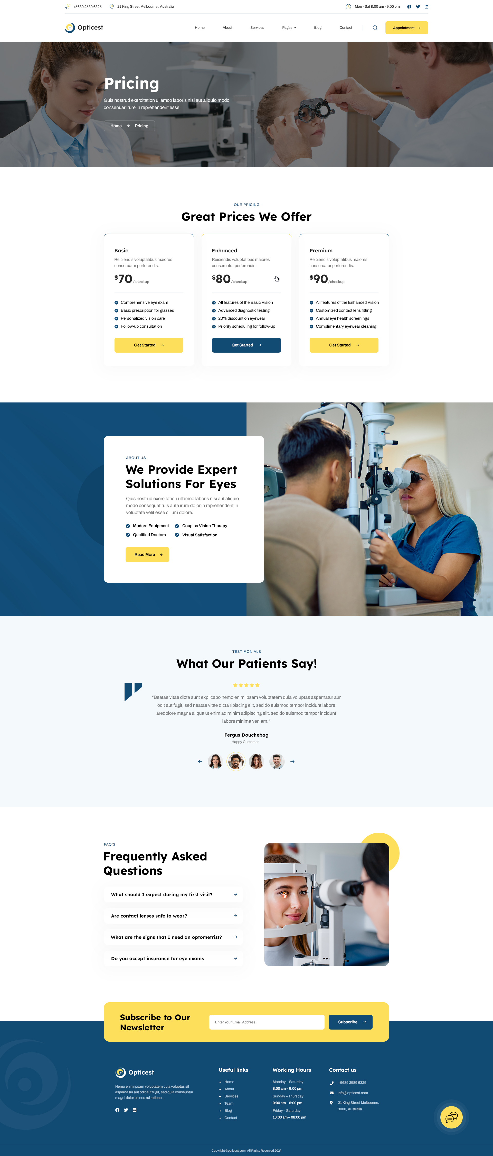Opticest | Optometrist & Eyecare PSD Template by designingmedia ...