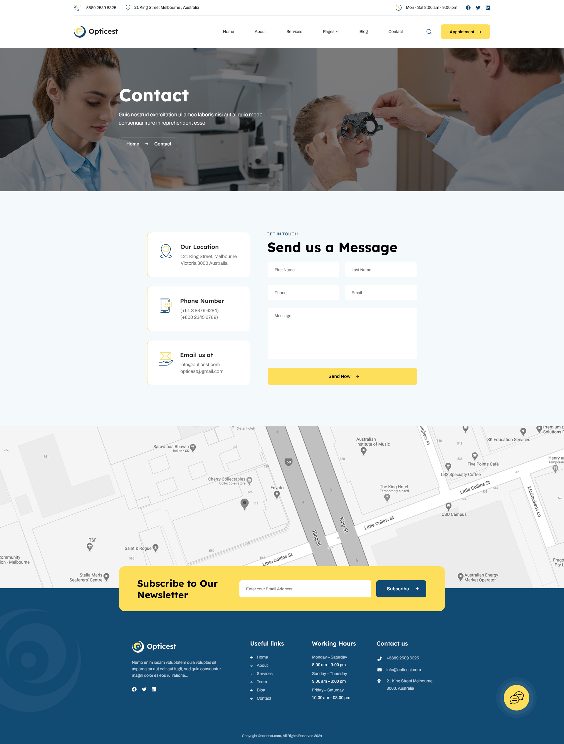 Opticest | Optometrist & Eyecare PSD Template by designingmedia ...