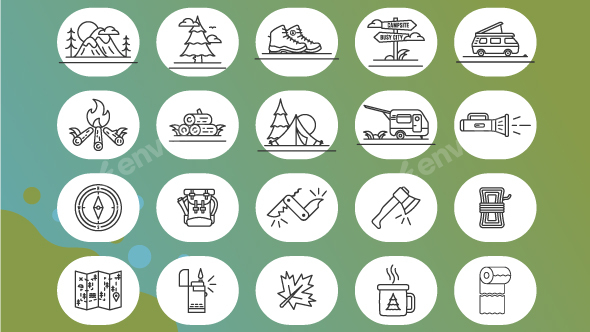 60 Summer Camp Icons Pack, Icons | GraphicRiver