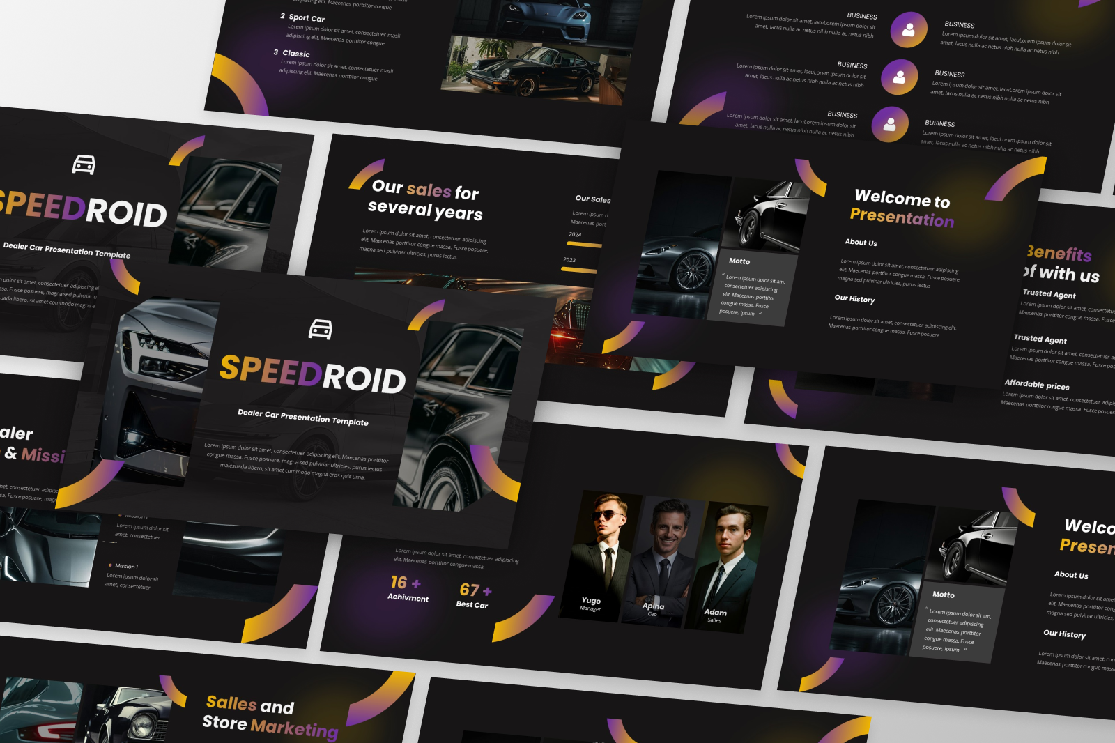 Speedroid - Dealer Car Google Slide Template, Presentation Templates