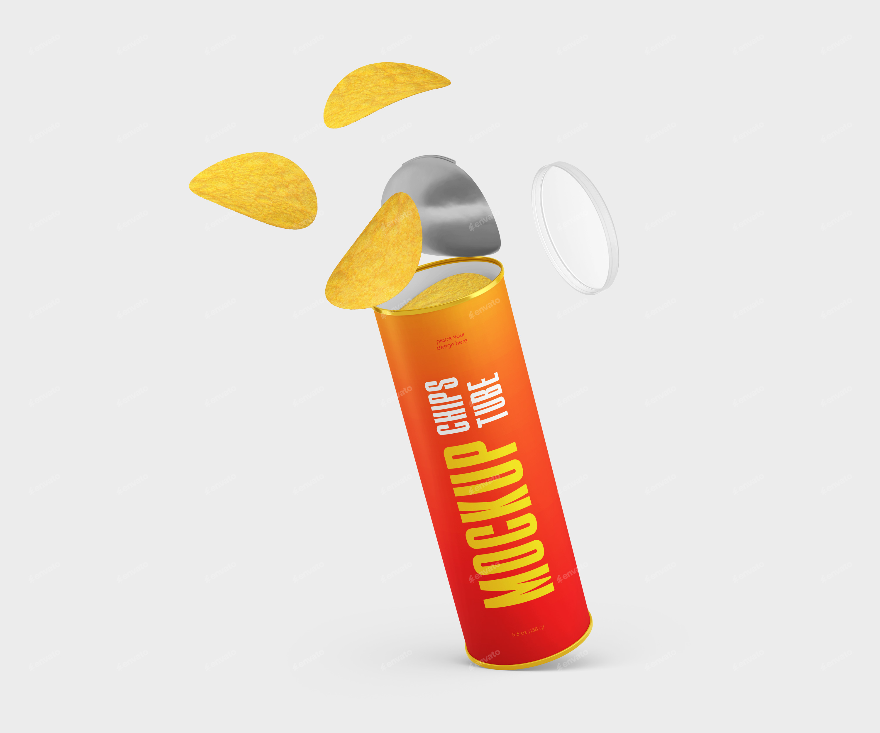 Can of Chips Packaging Mockup Set, Graphics | GraphicRiver