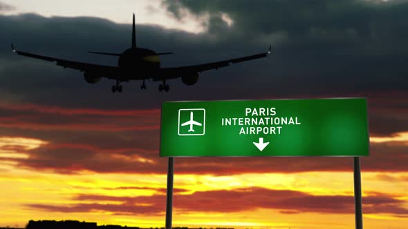 Plane landing in Paris France, Motion Graphics | VideoHive