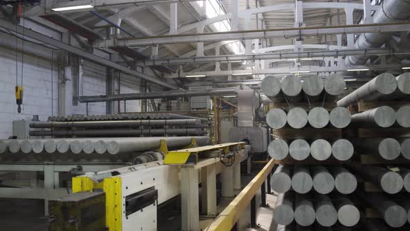 Aluminium Extrusion Production Line Factory Warehouse., Stock Footage