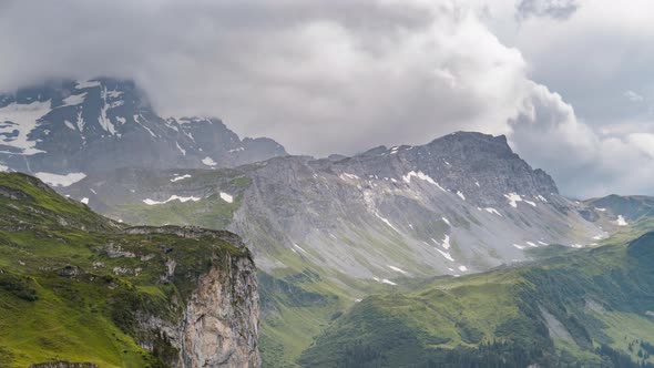 A stationary footage of the the Alpine region of Switzerland, also ...