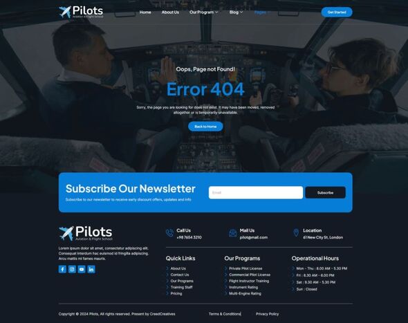 Pilots - Aviation & Flight School Elementor Template Kit by creedcreatives