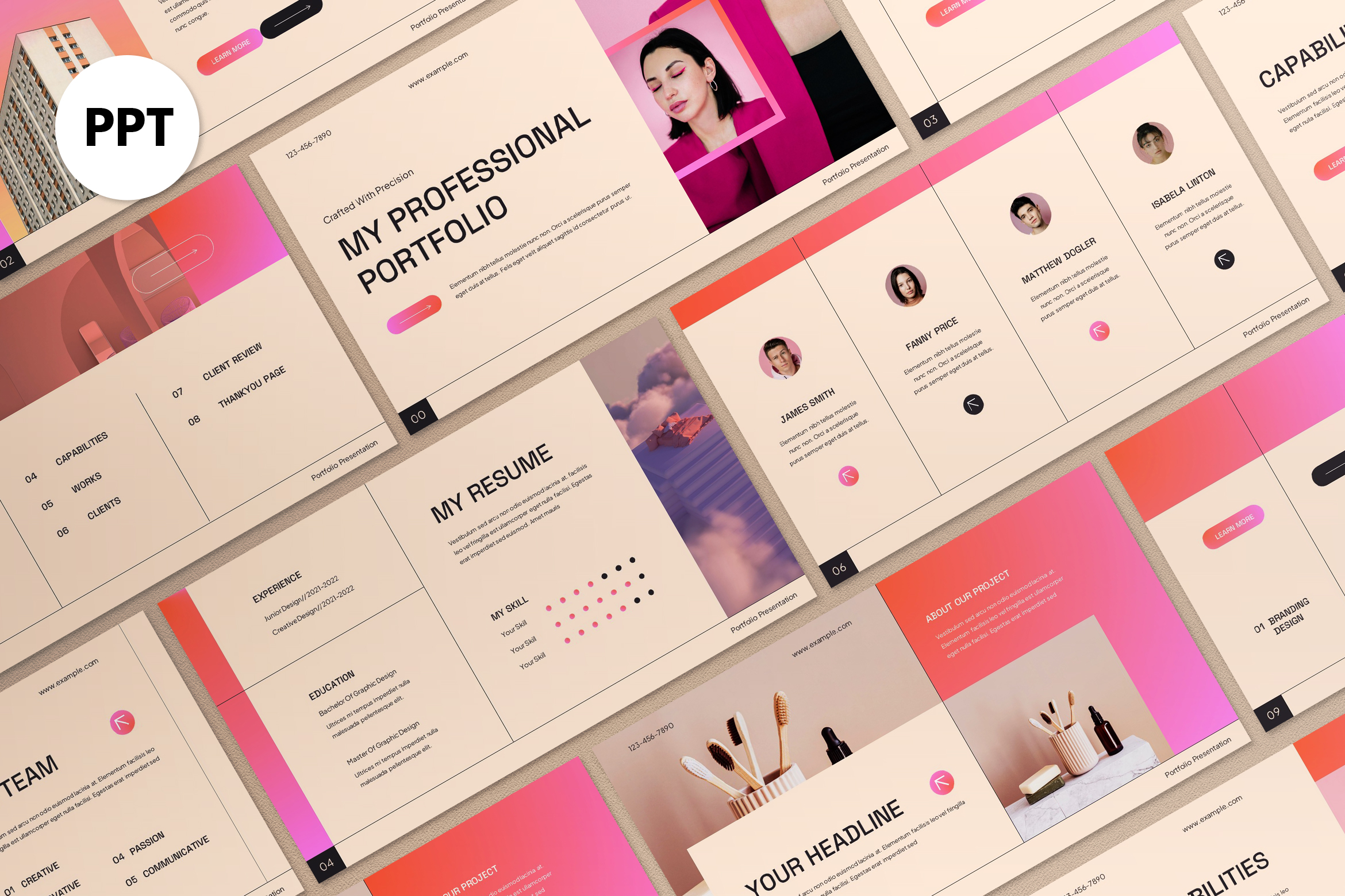 Cream Gradient Company Portfolio PPT, Presentation Templates | GraphicRiver