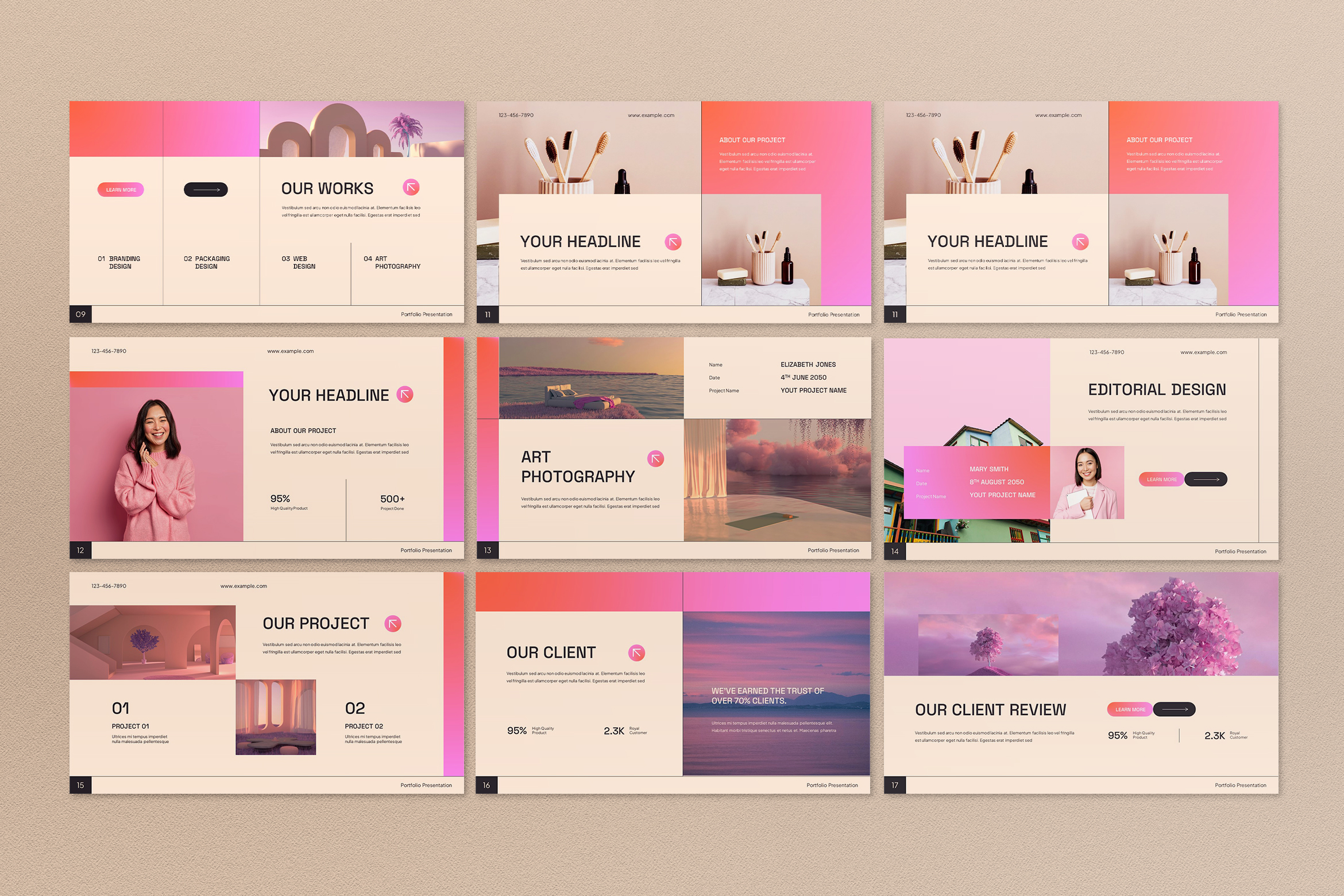 Cream Gradient Company Portfolio PPT, Presentation Templates | GraphicRiver