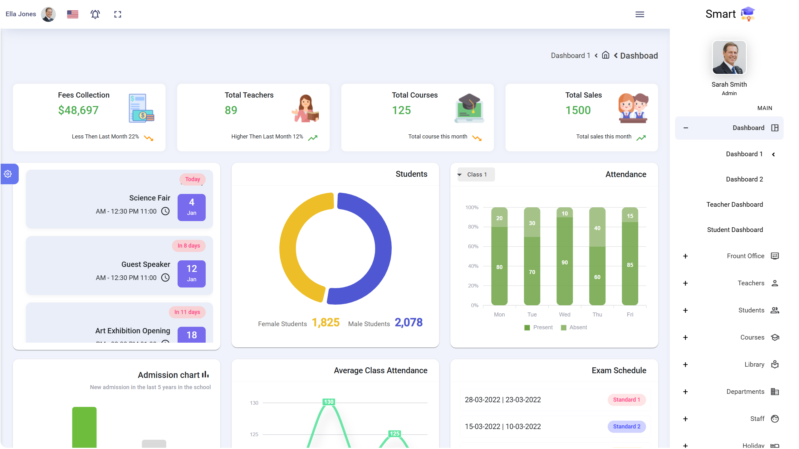 Smart - Angular 19+ Admin Dashboard Template for University, School ...