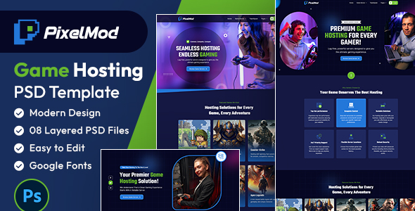 PixelMod | Game Hosting PSD Template by designingmedia | ThemeForest
