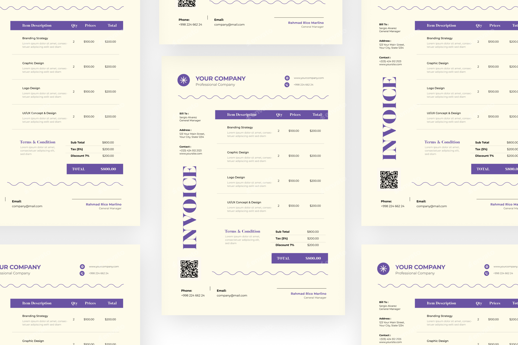 Purple Flow Invoice, Print Templates | GraphicRiver
