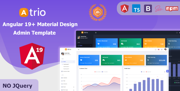 Atrio - Angular 19+ Material Design Admin Dashboard Template by redstartheme