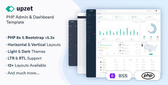 Upzet - PHP Admin & Dashboard Template by themesdesign | ThemeForest