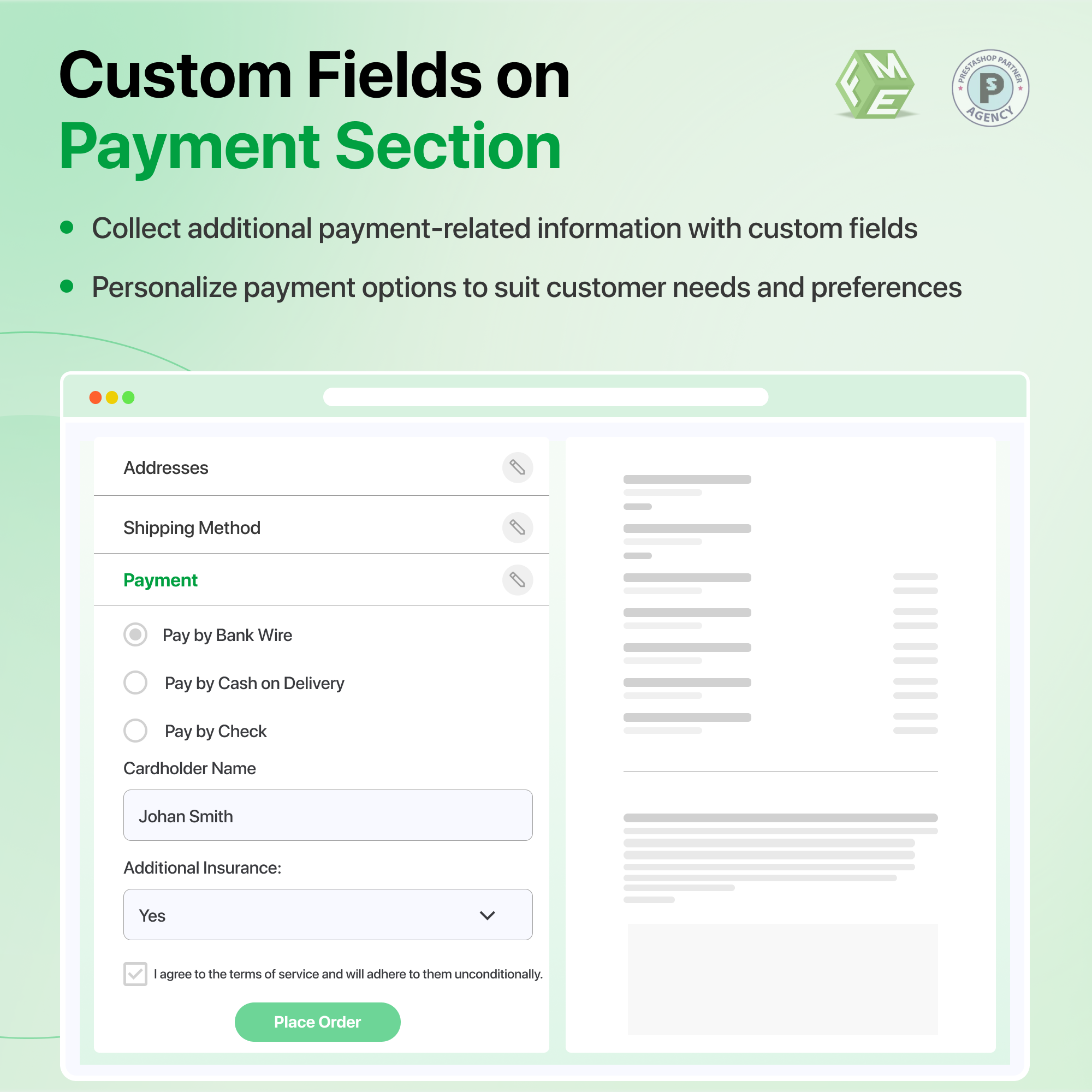 Prestashop Custom Fields, Add Extra Fields to Checkout | Order Module by fmemodules