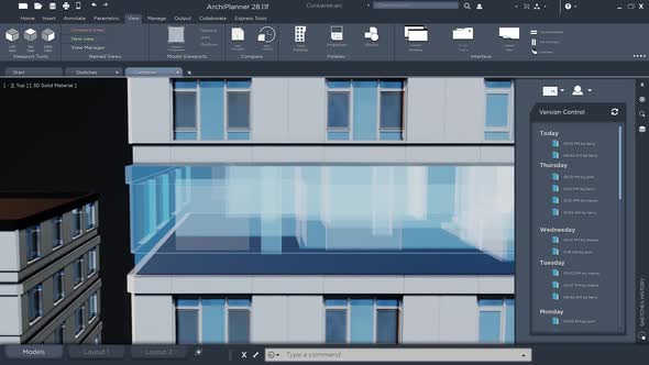 CAD HUD Industrial Architect Design of Building Prototype in App User ...