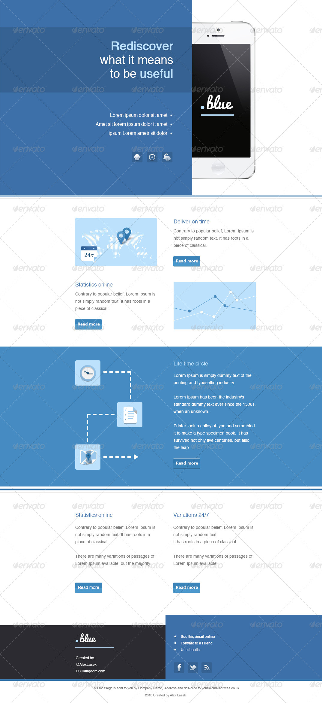 App eNewsletter Templates - Blue & Violet, Web Elements | GraphicRiver