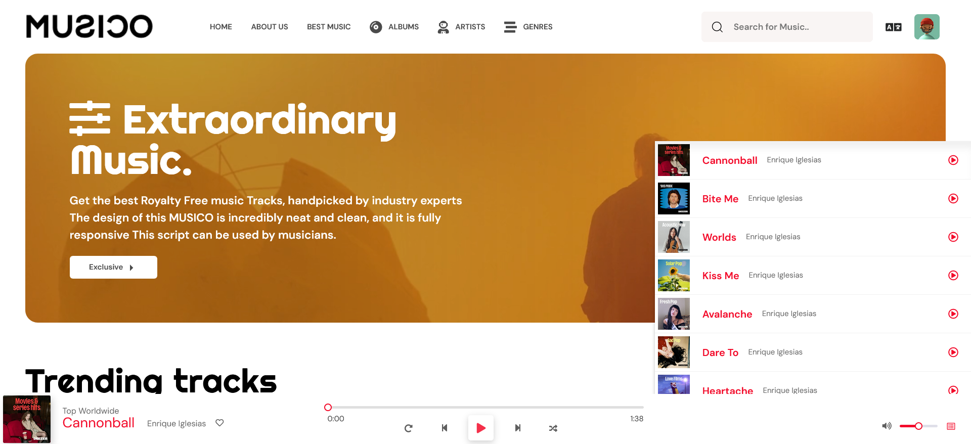 MUSICO – Music Streaming Engine by Meteros | CodeCanyon