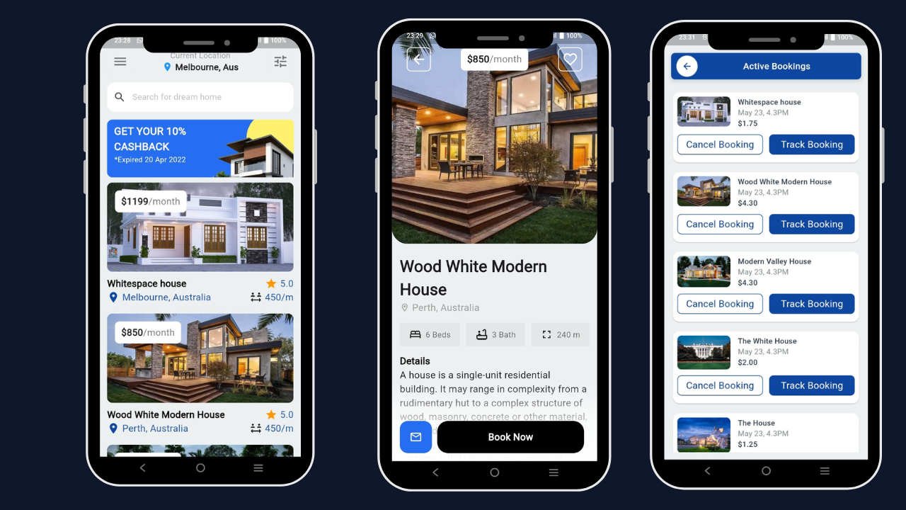 Real Estate Flutter App UI Kit Template by CodentraTech | CodeCanyon