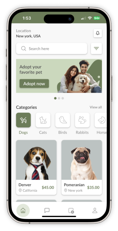 Buy & Sell Pet Online App Template in React Native | Pet Shopping App ...