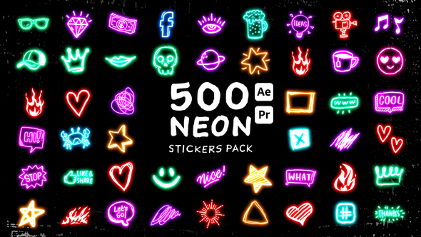 Neon Stickers Pack, After Effects Project Files | VideoHive