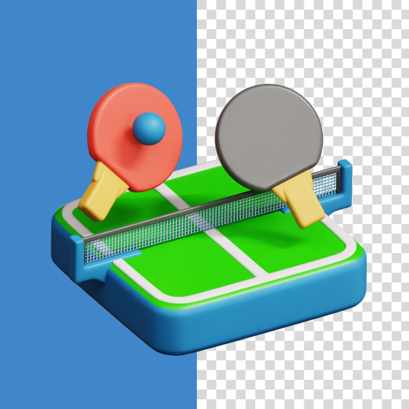 Cartoon Table Tennis Bat and Field by afilabstudio | 3DOcean