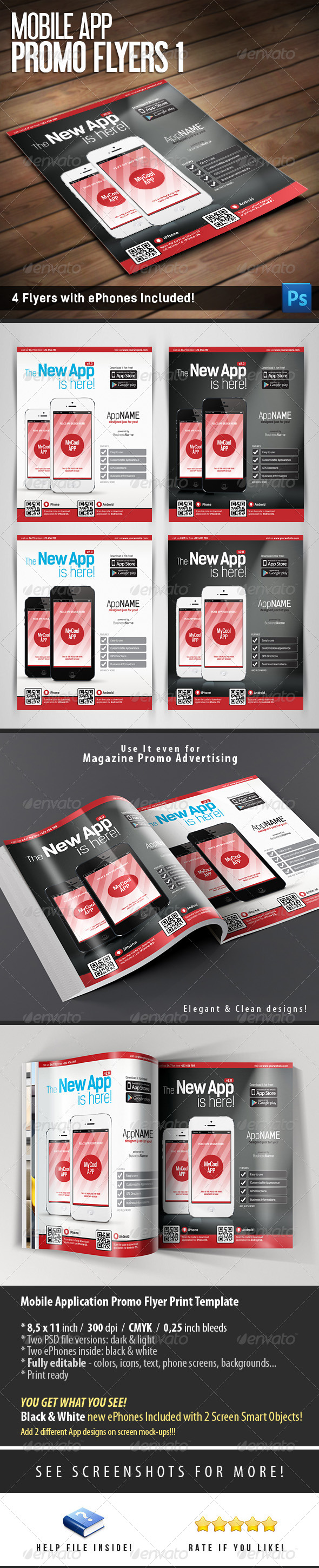 Mobile App Flyers Template by Level_Studio | GraphicRiver
