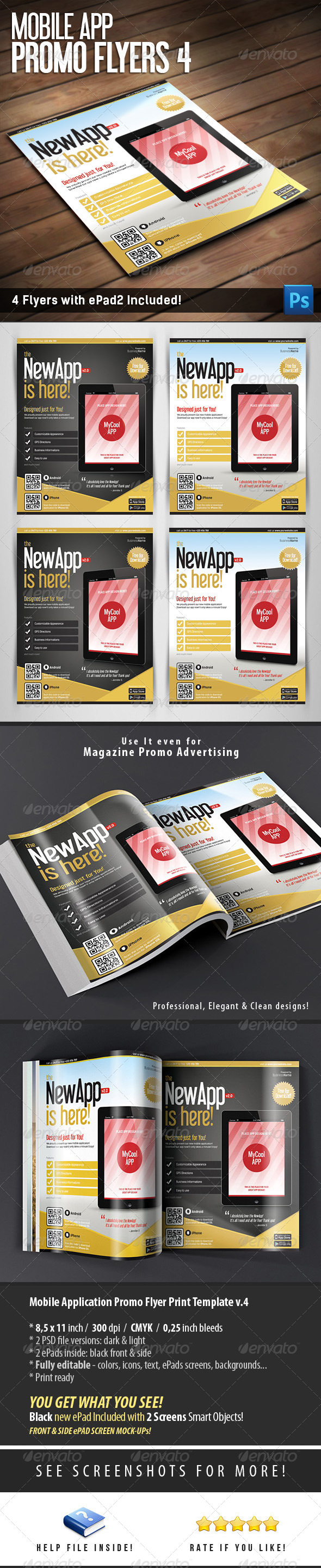 Mobile App Flyers Template v.4 by Level_Studio | GraphicRiver