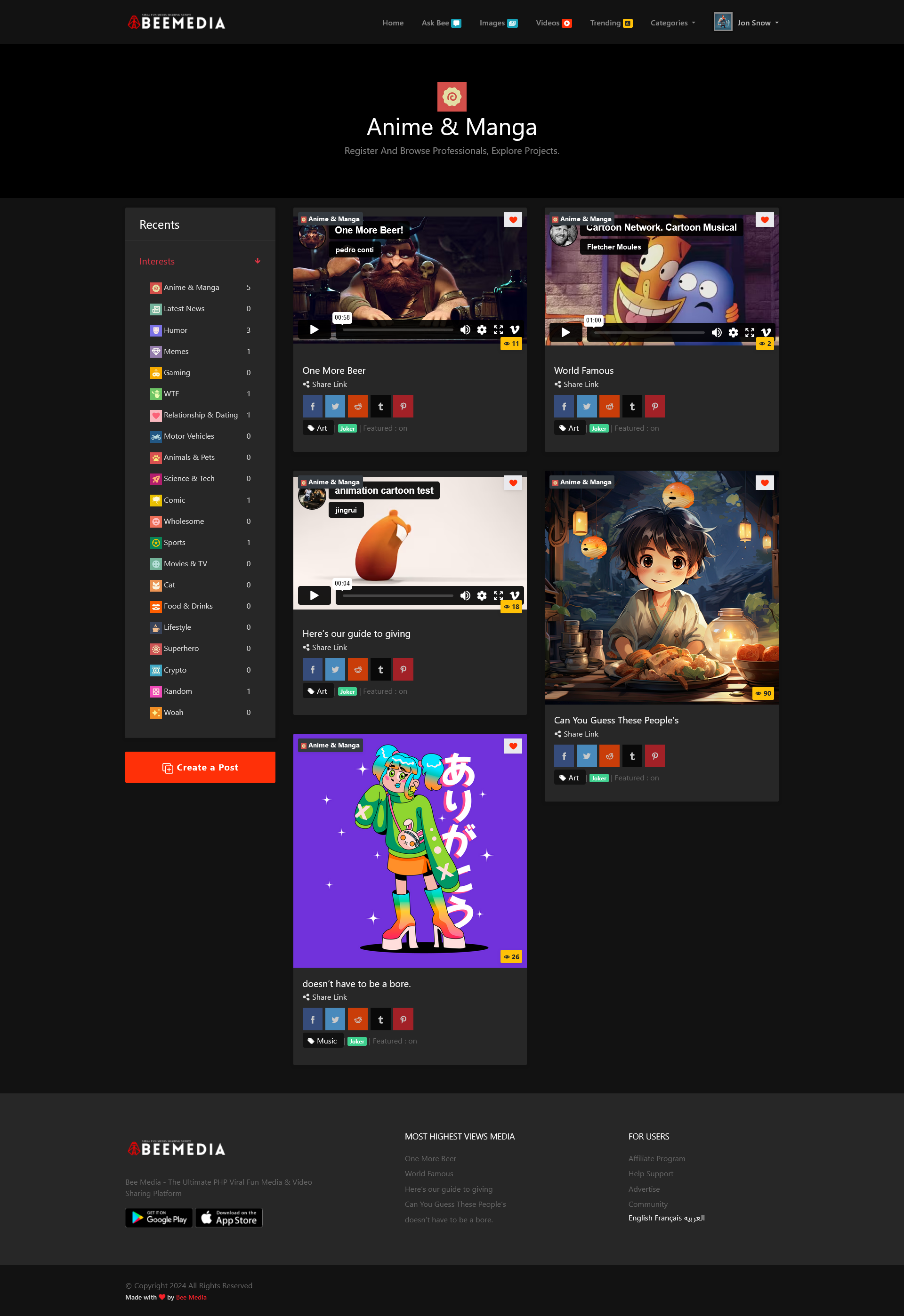 Beemedia - Viral Fun media Sharing Script Theme by Meteros | CodeCanyon
