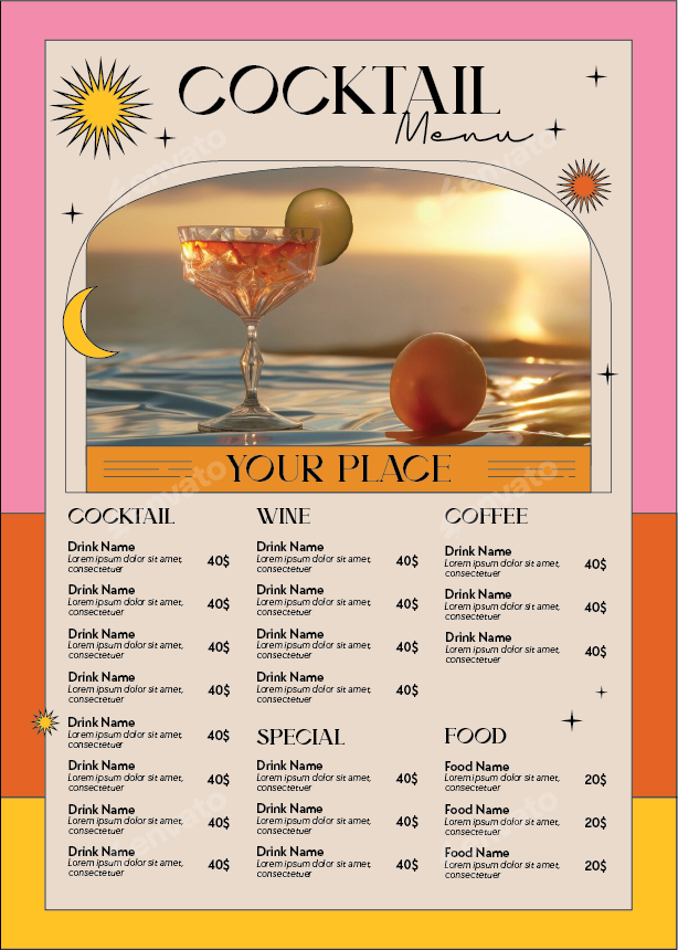 Cocktail Menu, Print Templates | GraphicRiver
