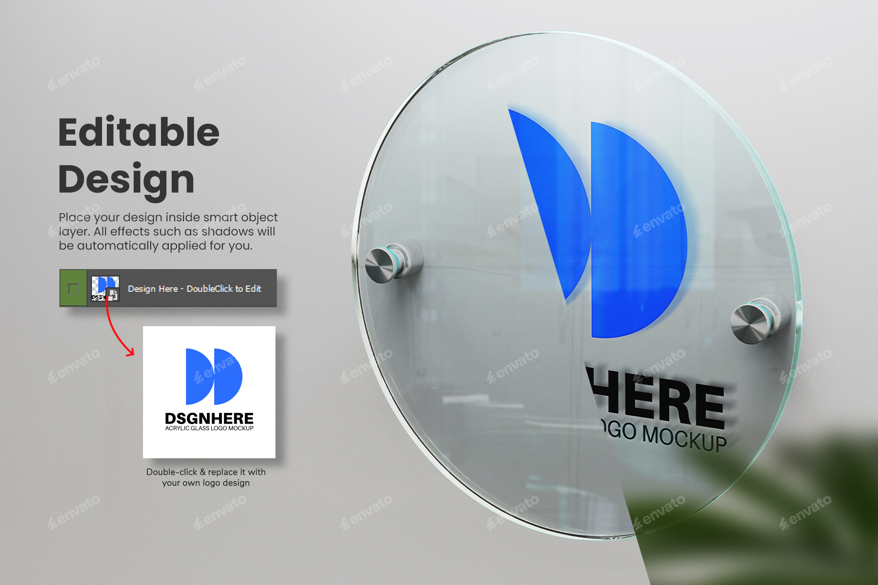 Wall Mounted Round Glass Sign PSD Logo Mockup Set, Graphics | GraphicRiver