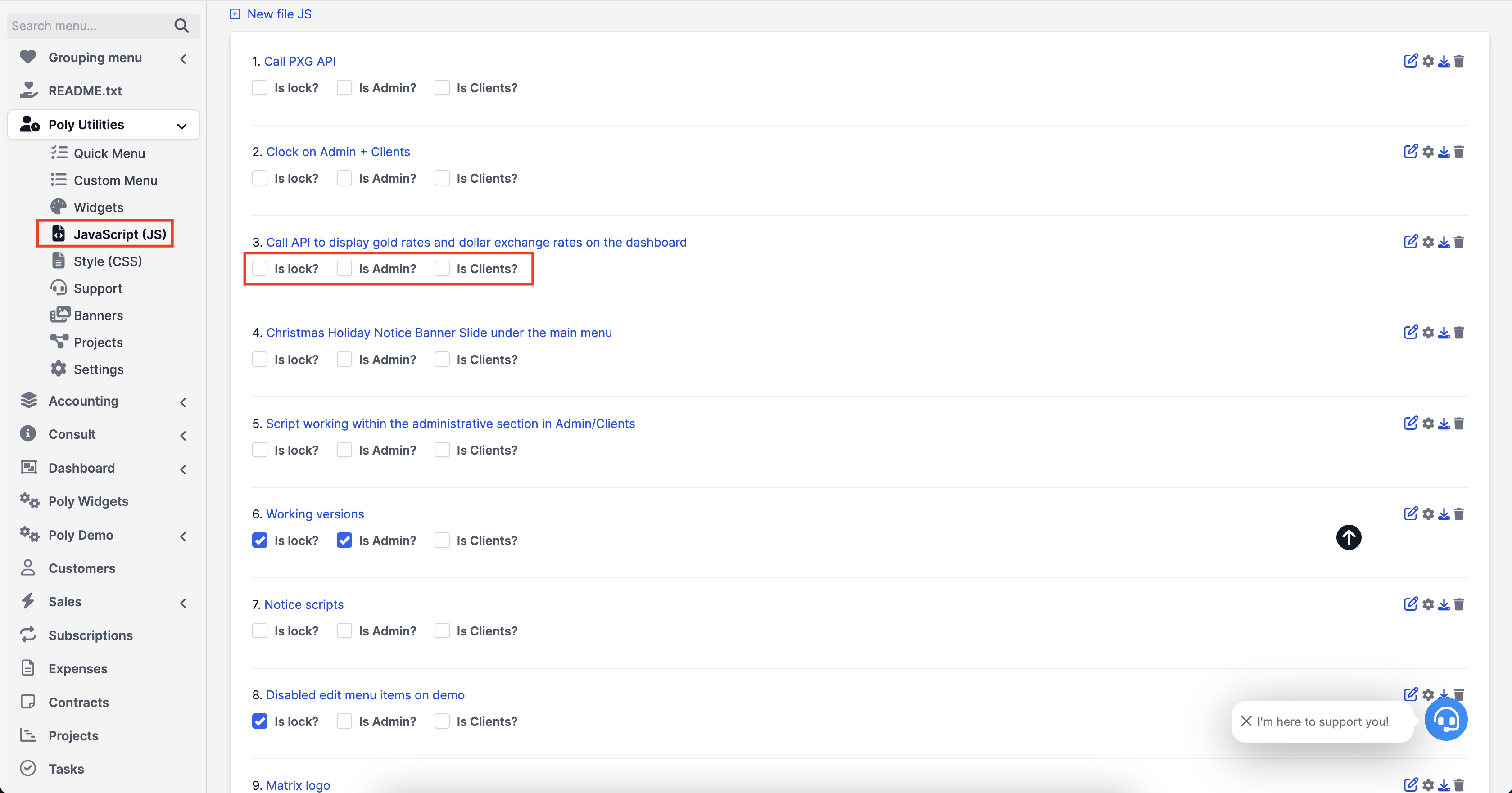 PolyUtilities for Perfex CRM: Quick Access Menu, Custom JS, CSS, and ...