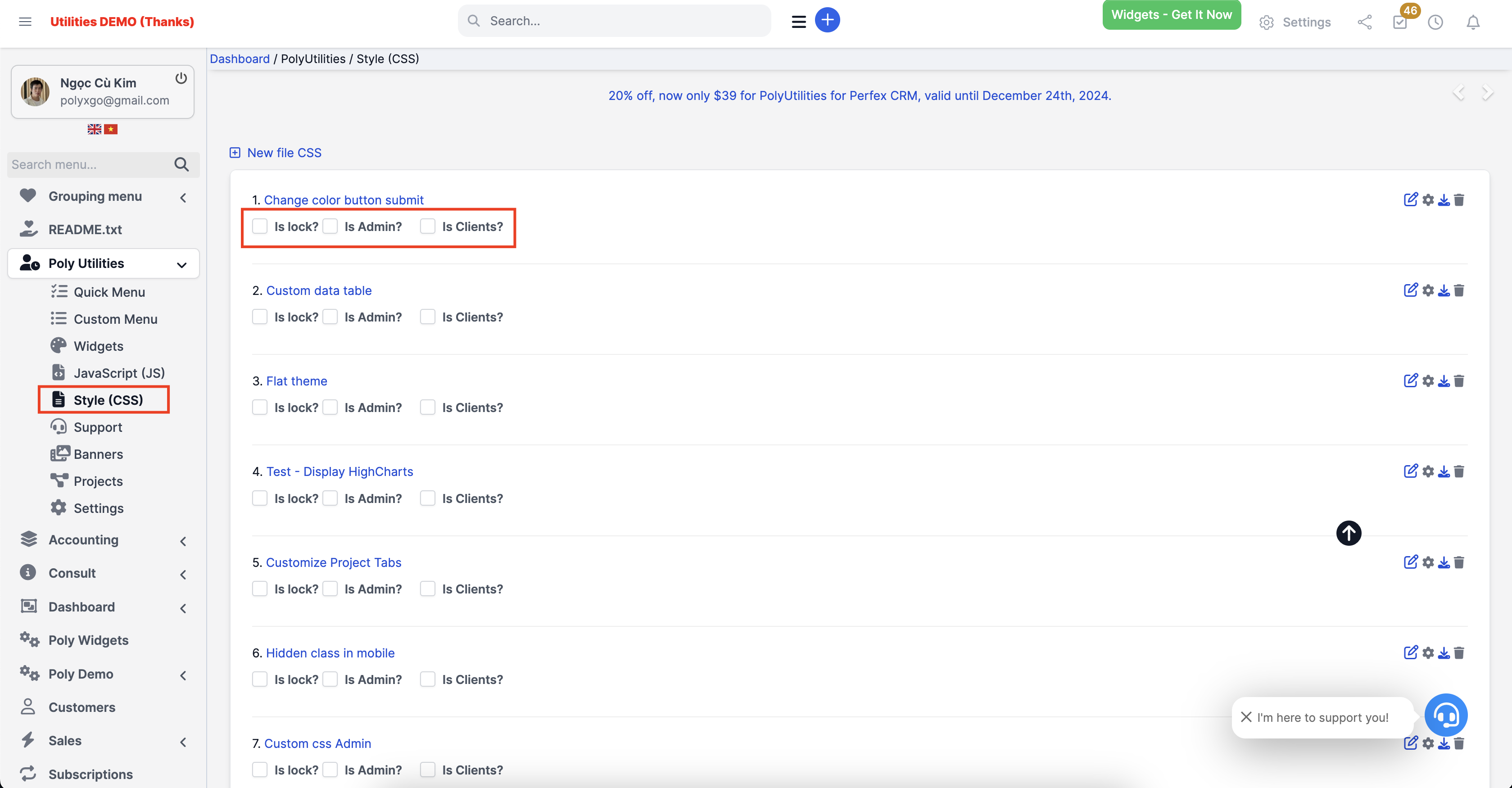 Polyutilities For Perfex Crm Quick Access Menu Custom Js Css And More By Polyxgo 3698