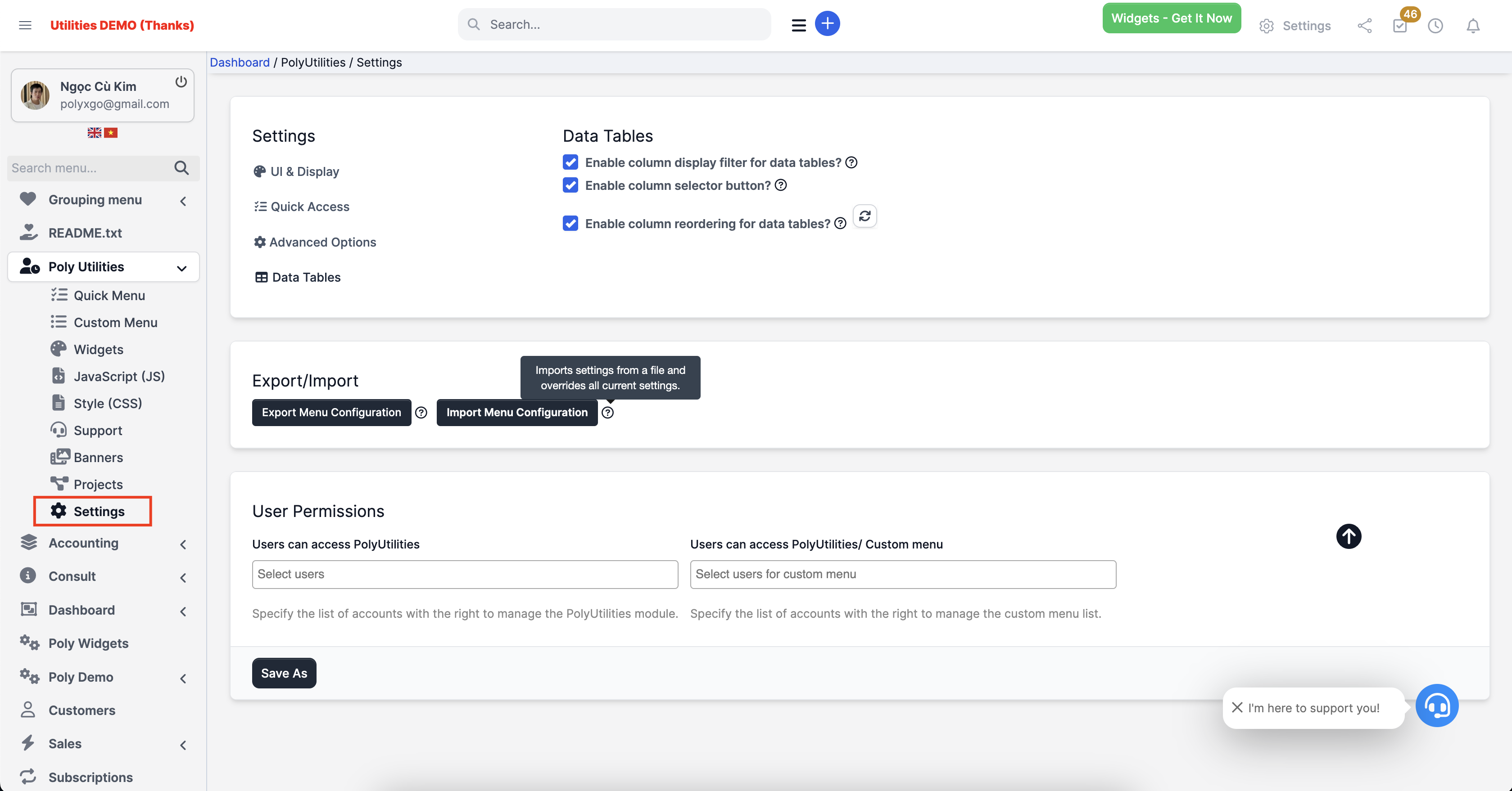 PolyUtilities for Perfex CRM: Quick Access Menu, Custom JS, CSS, and ...