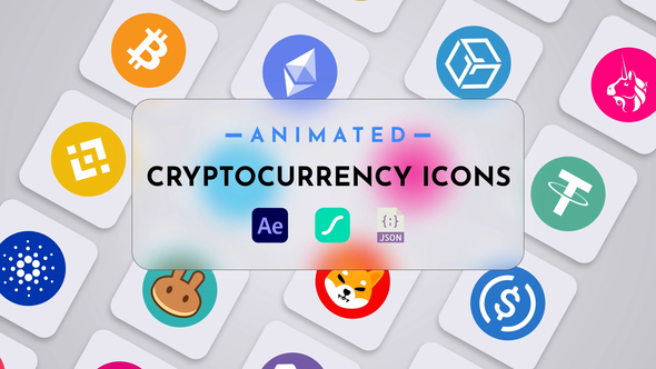 Cryptocurrency Animated Icon Pack, After Effects Project Files | VideoHive