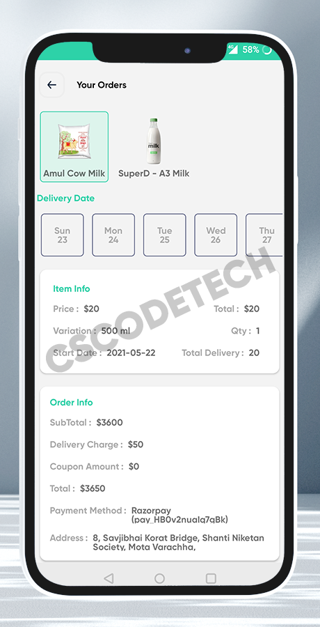 Dairy Products, Grocery, Daily Milk Delivery Mobile App with ...