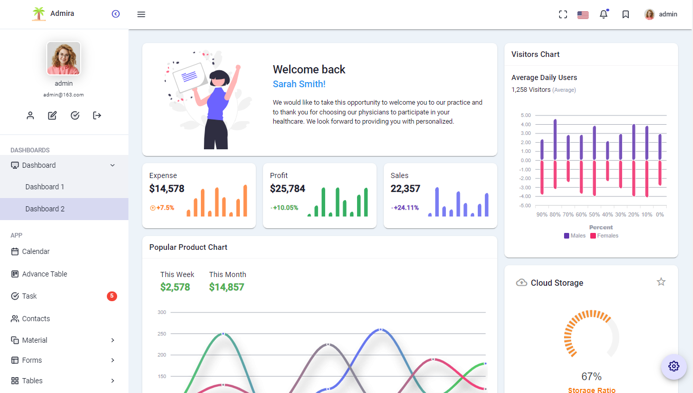 Admira Angular 19 Material Design Admin Dashboard Template By Redstartheme