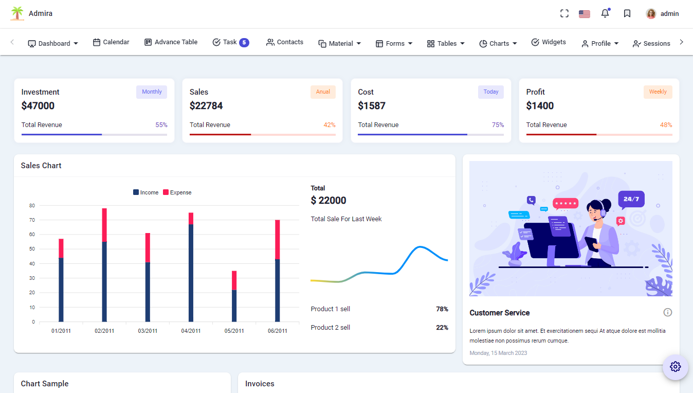Admira Angular 19 Material Design Admin Dashboard Template By Redstartheme
