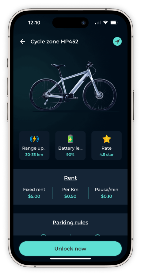 Bicycle Rental App Template in React Native | CycleZone | Multi ...